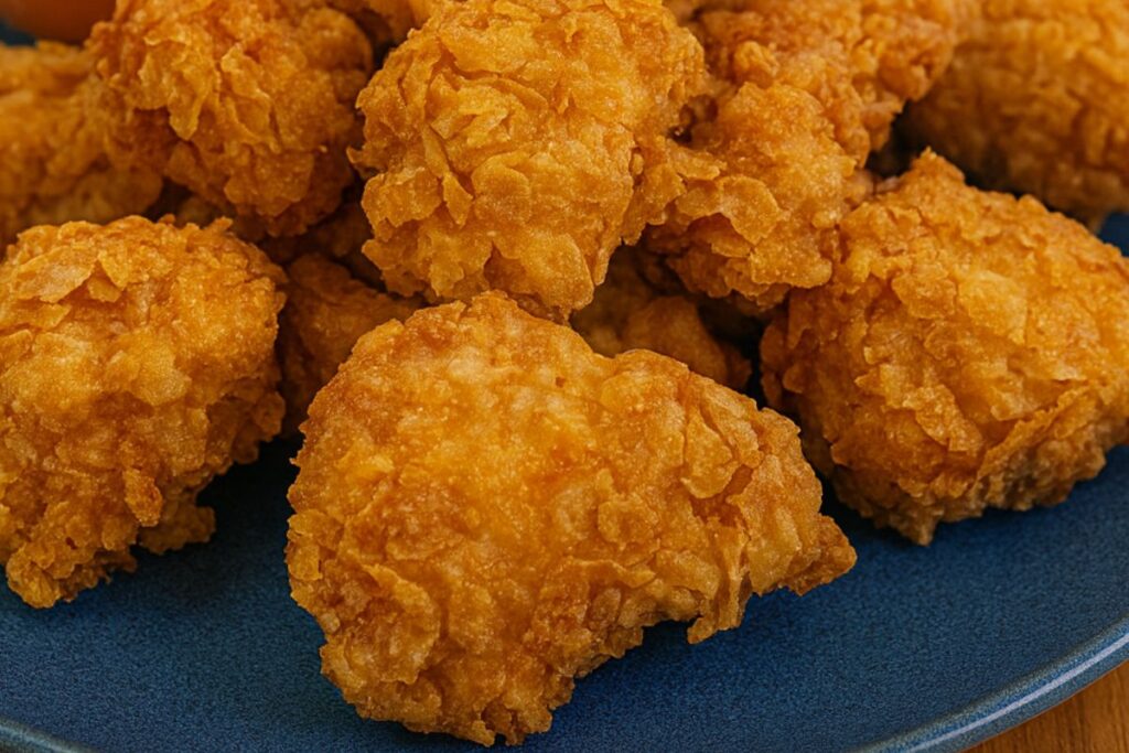 Golosissimi i pop corn (maxi) di pollo come da KFC... ma in friggitrice ...
